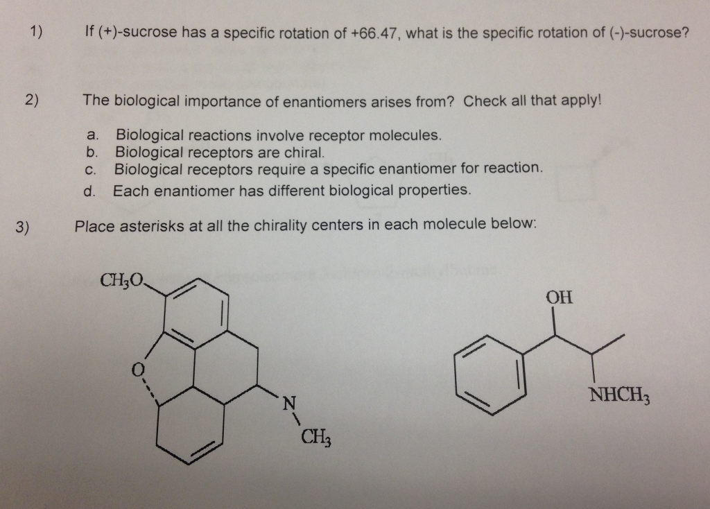 Solved If (+)-sucrose has a specific rotation of +66.47, | Chegg.com