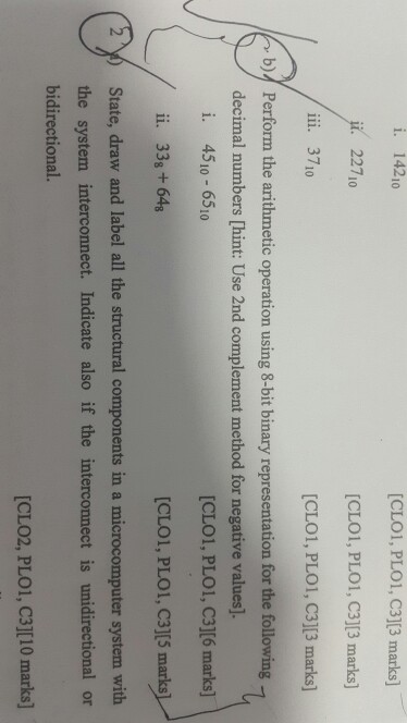 Solved i. 14210 i. 22710 iii. 3710 [CLO1, PLO1, C3]13 marks] | Chegg.com