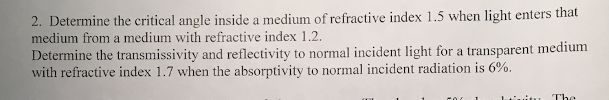 Solved Determine the critical angle inside a medium of | Chegg.com