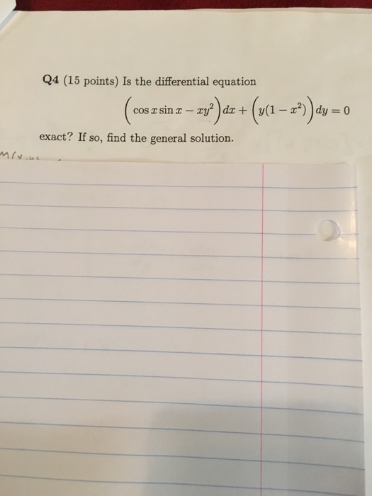 Solved Is the differential equation (=cos x sin x - xy^2) dx | Chegg.com