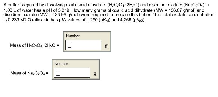 Solved A buffer prepared by dissolving oxalic acid dihydrate | Chegg.com