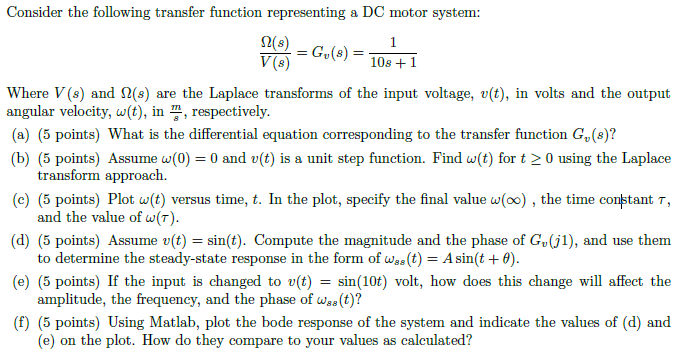 Solved Consider the following transfer function representing | Chegg.com