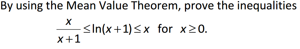 Solved By Using The Mean Value Theorem Prove The
