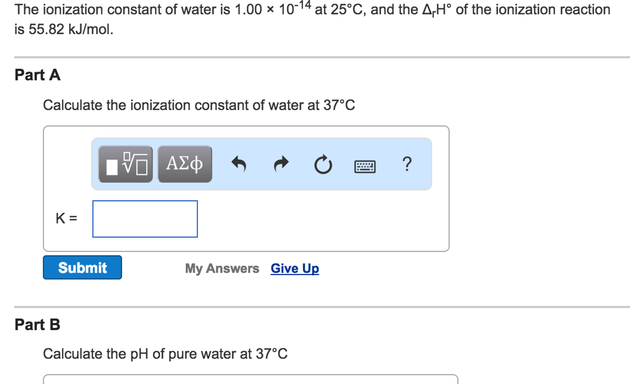 The ionization constant of water is 1.00 x 10^-14 at | Chegg.com