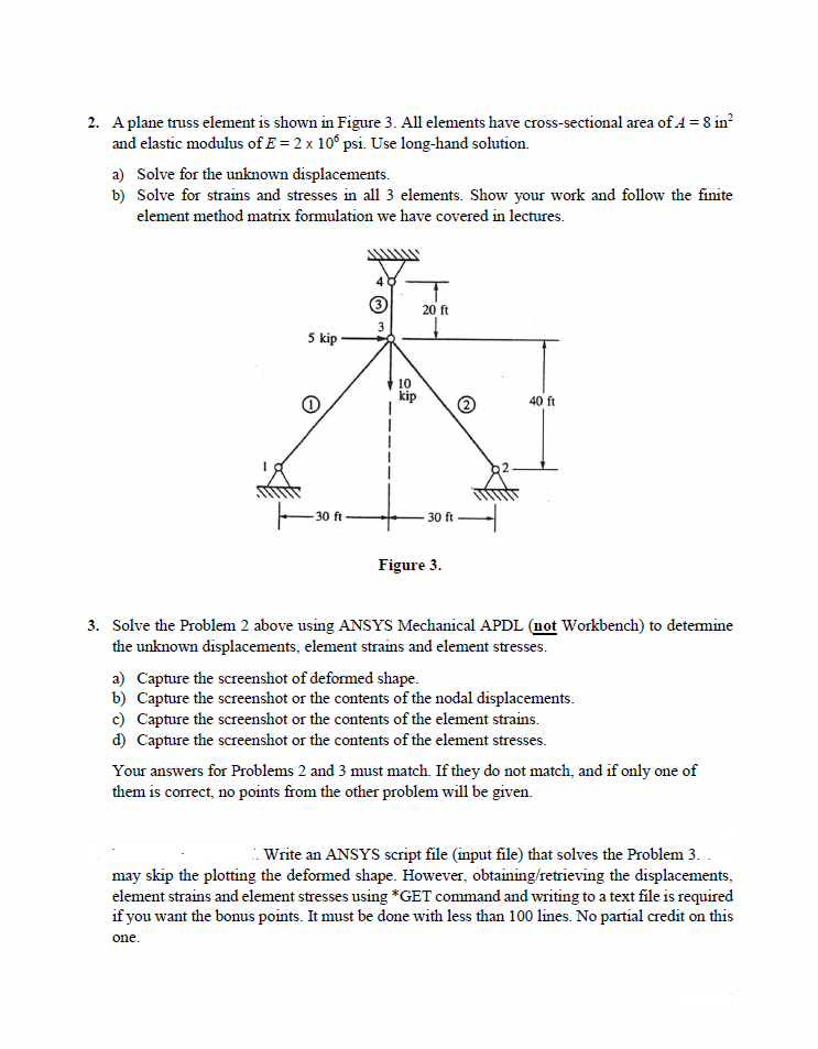 Solved A plane truss element is shown in Figure 3. All | Chegg.com