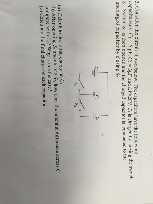Solved consider the circuit shown below. The capacitors have | Chegg.com