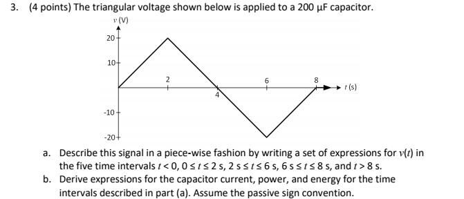 Solved 3. (4 points) The triangular voltage shown below is | Chegg.com