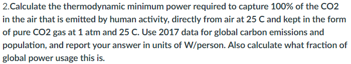 2·Calculate the thermodynamic minimum power required | Chegg.com