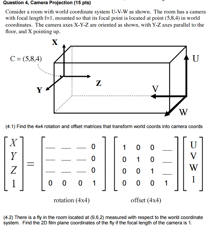 camera projection how can i transfer world coord to | Chegg.com