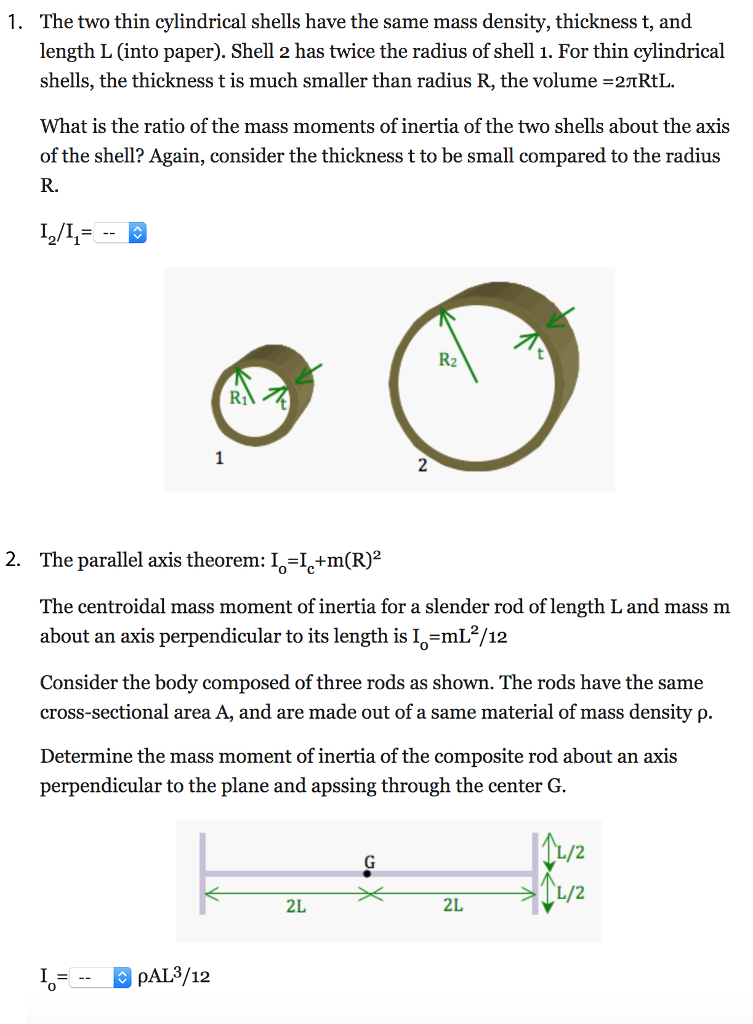 Solved The two thin cylindrical shells have the same mass | Chegg.com