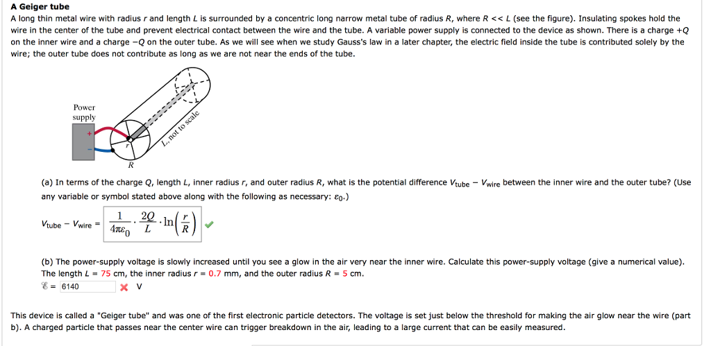 Solved A Geiger tube A long thin metal wire with radius r | Chegg.com