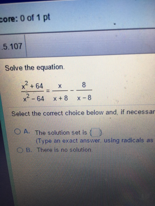 Solved Solve The Equation X 2 64 x 2 64 X x 8 8 x Chegg