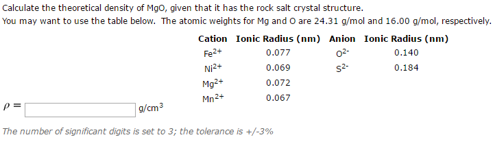Solved Calculate the theoretical density of MgO, given that | Chegg.com