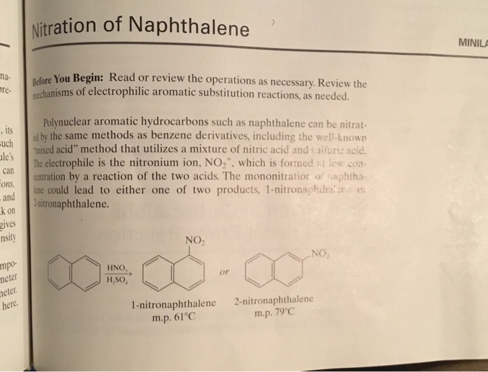 Solved Nitration of Naphthalene MINILA na- You Begin: Read | Chegg.com