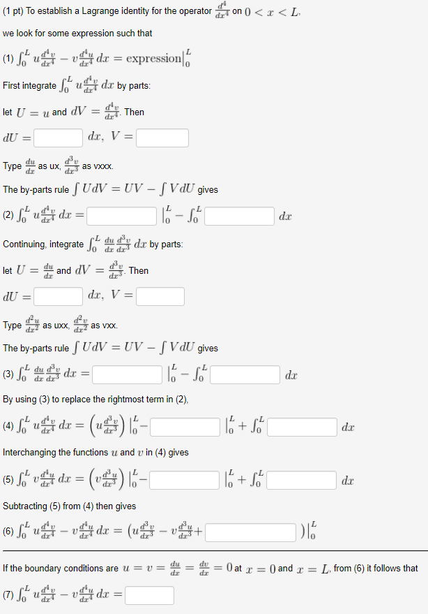 Solved (1 pt) To establish a Lagrange identity for the | Chegg.com
