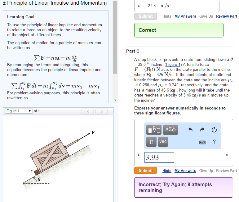 Solved To use the principle of linear impulse and momentum | Chegg.com