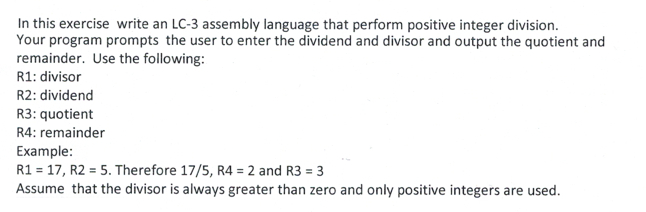 Solved In this exercise write an LC-3 assembly language that | Chegg.com