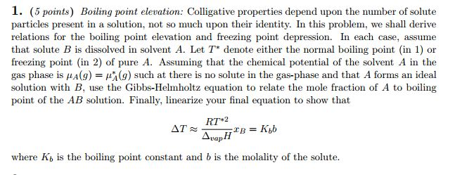 Boiling point elevation: Colligative properties | Chegg.com