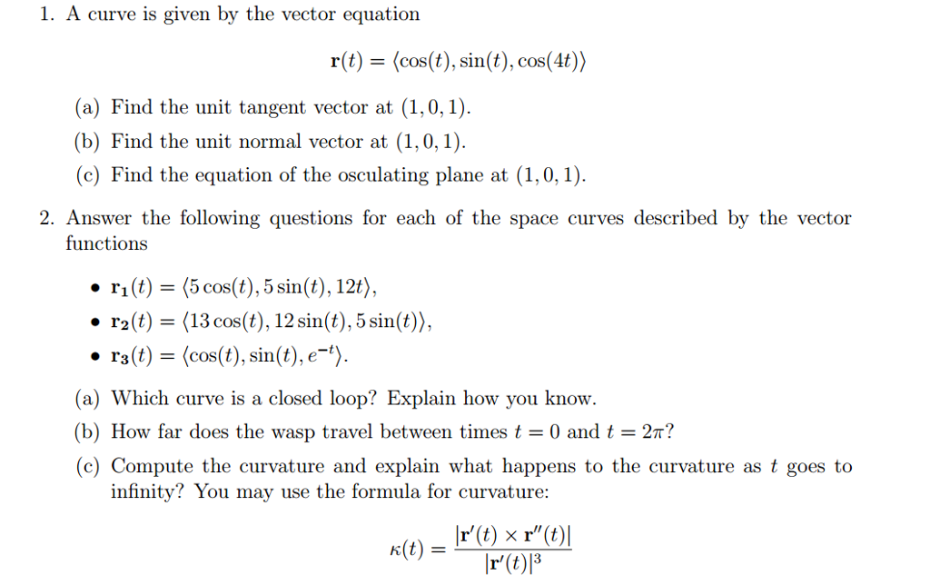 Solved A curve is given by the vector equation r(t) = | Chegg.com