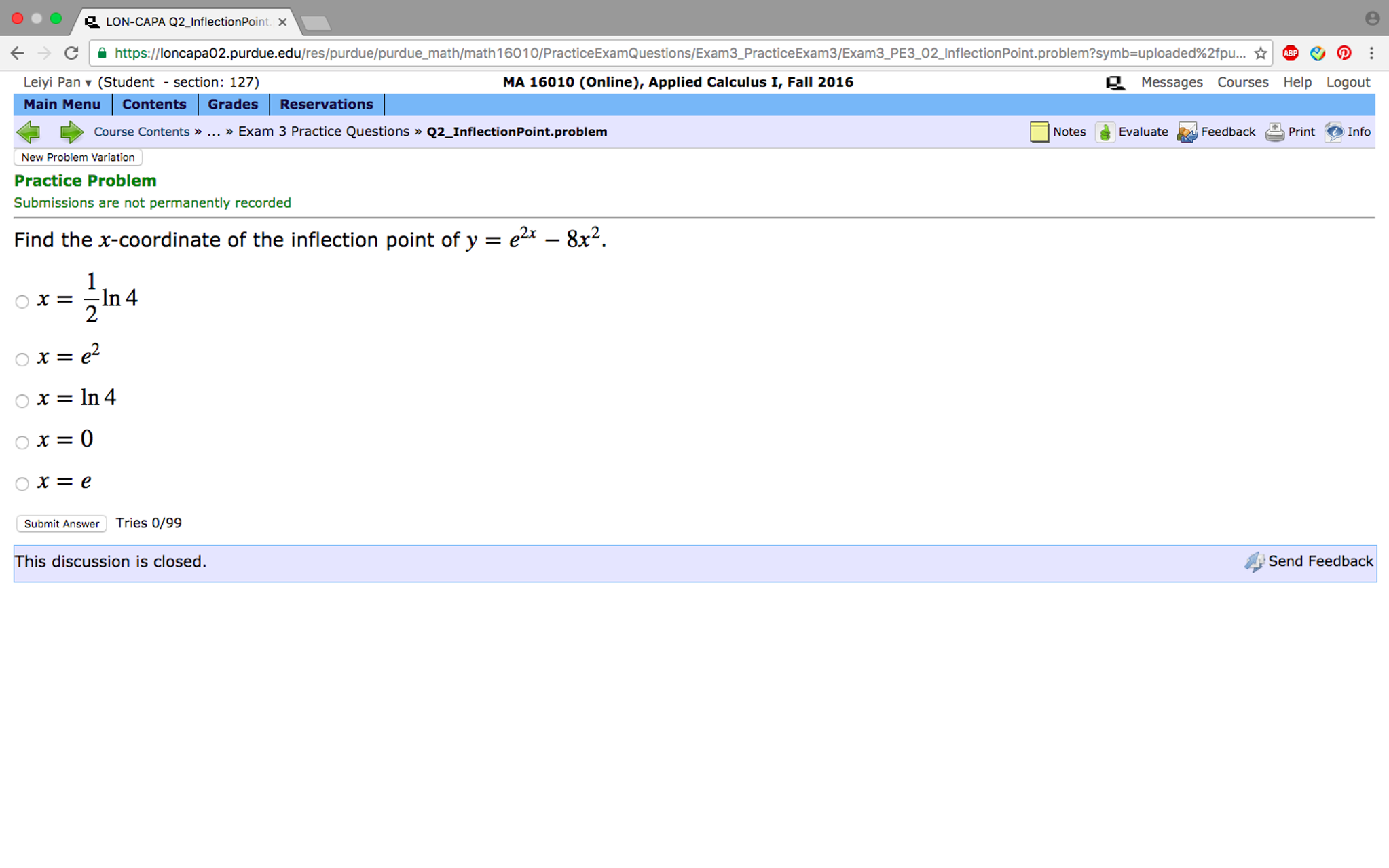 Solved Find The X Coordinate Of The Inflection Point Of Y