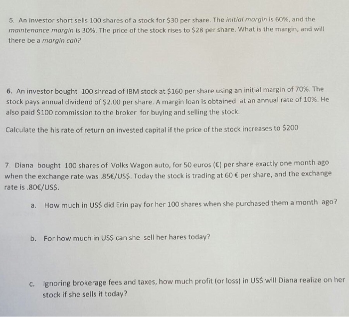 Solved An Investor short sells 100 shares of a stock for $30 | Chegg.com