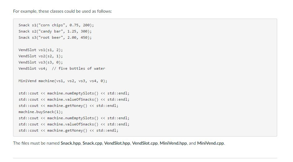 Solved Project 3.c Write a class called Snack. It should | Chegg.com