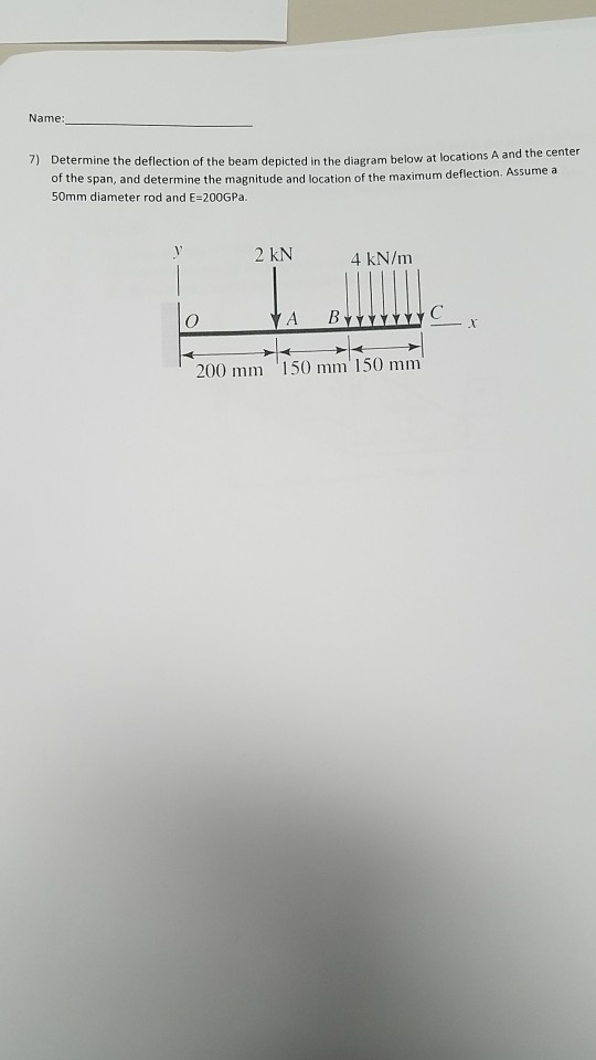 Solved Name: 7) Determine the deflection of the beam | Chegg.com