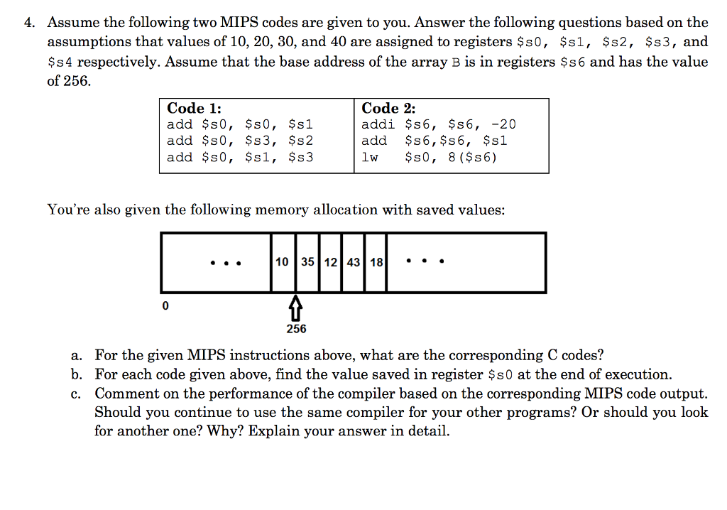 Solved Assume The Following Two MIPS Codes Are Given To You Chegg