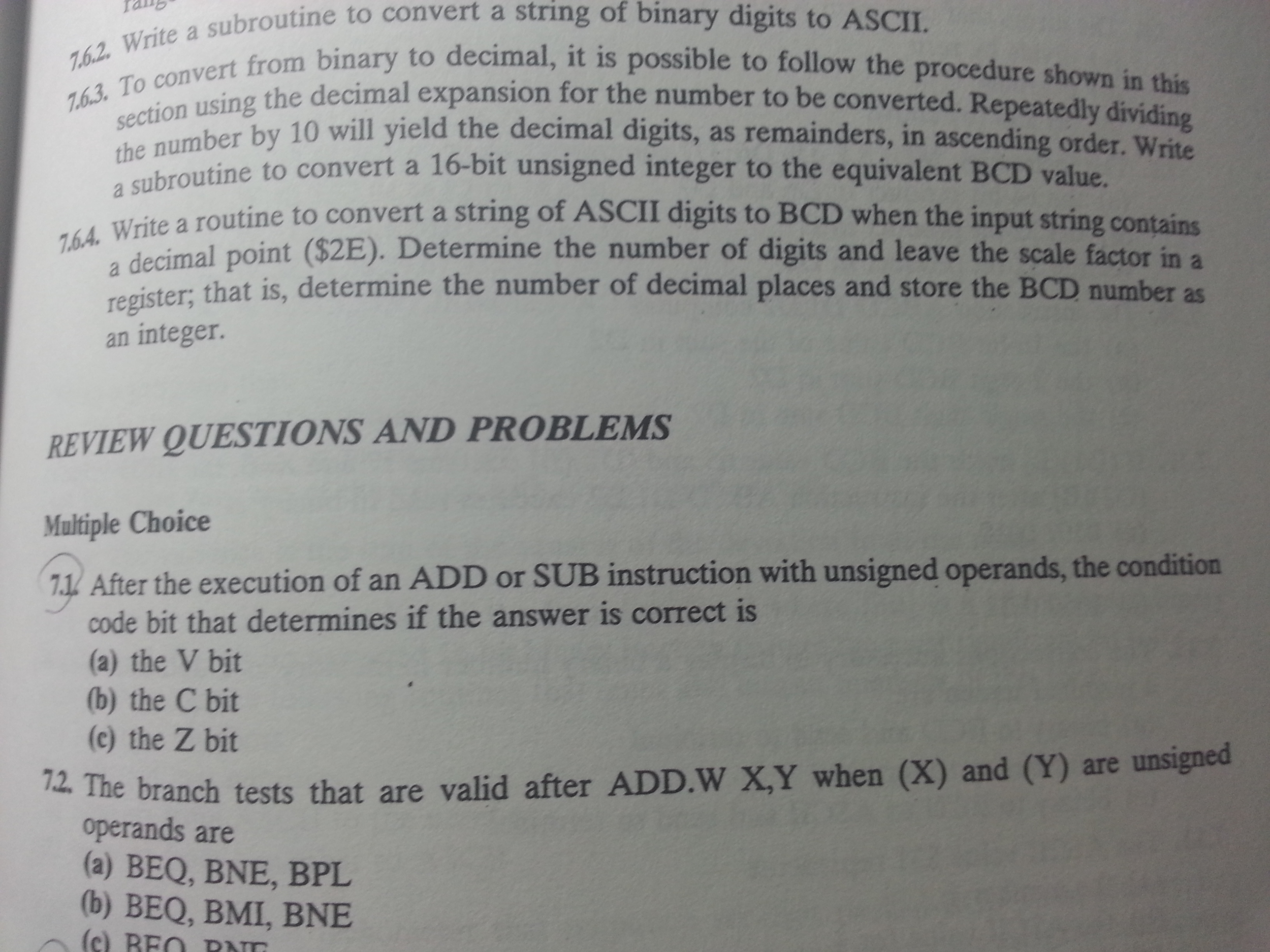 Solved Write A Subroutine To Convert A String Of Binary