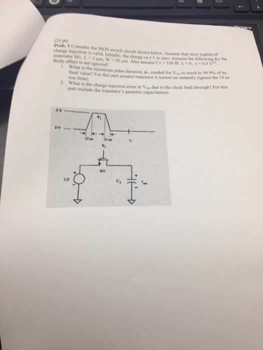 Consider the MOS switch circuit shown below. Assume | Chegg.com