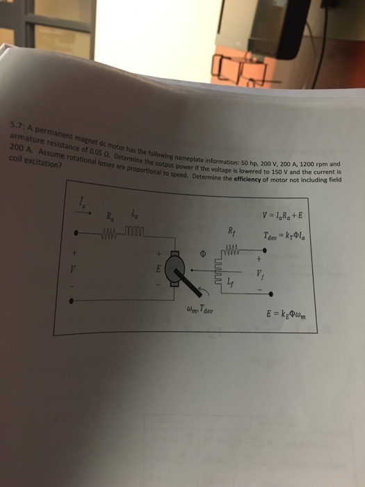 Solved A permanent magnet dc motor has the following | Chegg.com