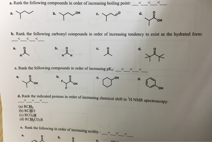 Solved Rank the following compounds in order of increasing | Chegg.com