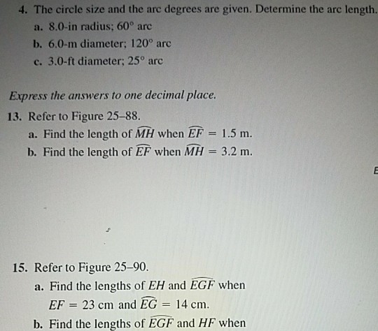 Solved 4. The circle size and the arc degrees are given. | Chegg.com
