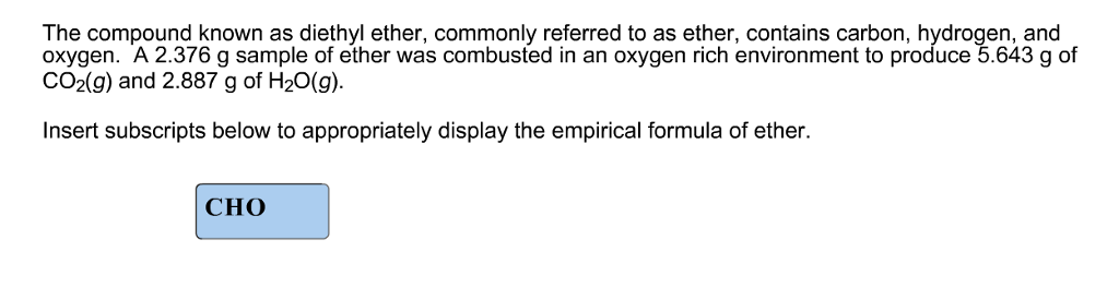 Solved The compound known as diethyl ether, commonly | Chegg.com