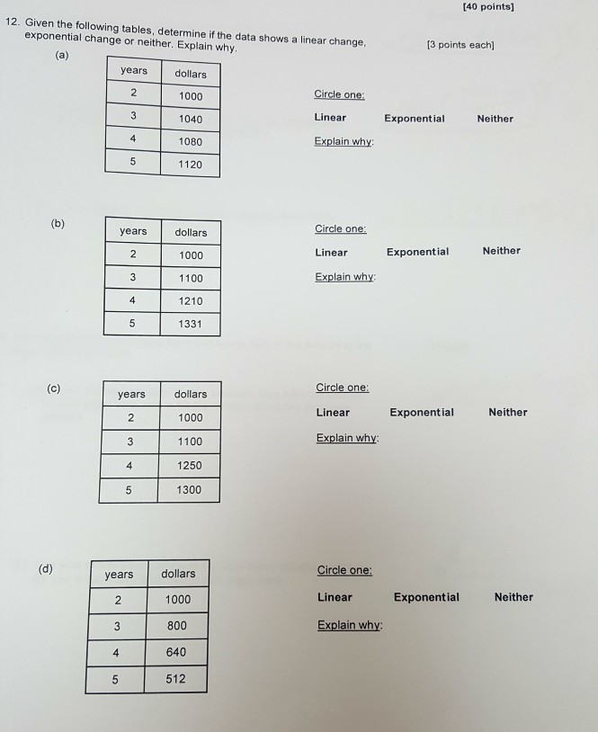 Solved [40 points] 12. Given the following tables, determine | Chegg.com