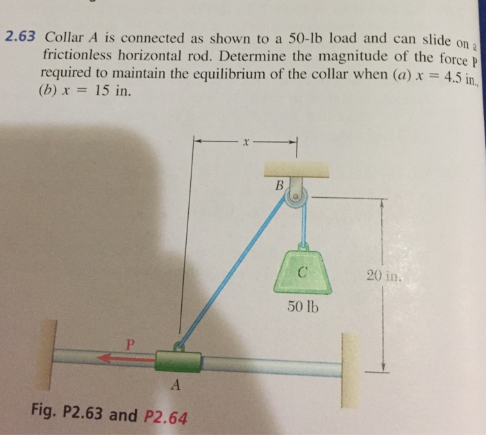 Solved Collar A is connected as shown to a 50-lb load and | Chegg.com