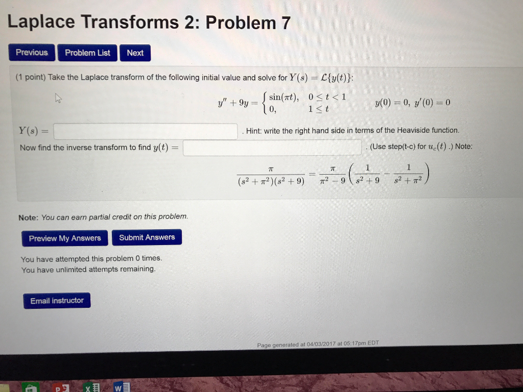Solved Take the Laplace transform of the following initial | Chegg.com