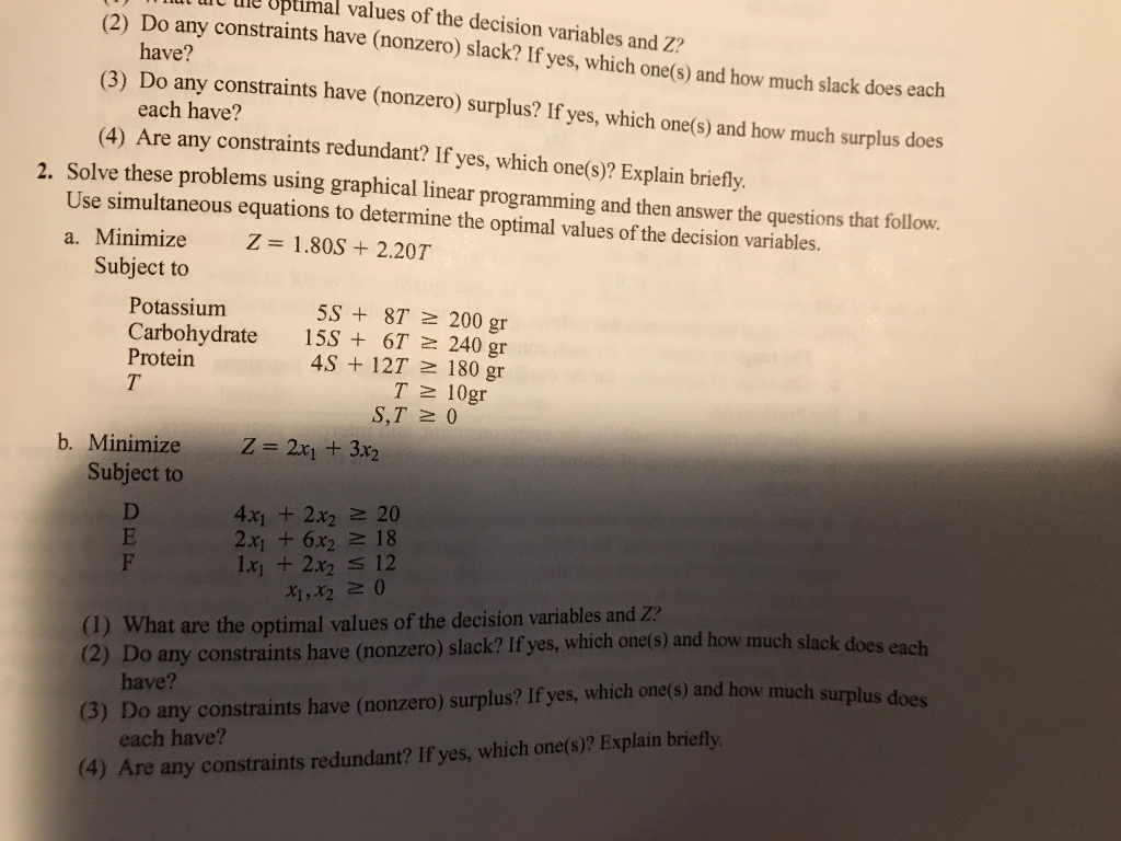 Solved Solve these problems using graphical linear | Chegg.com