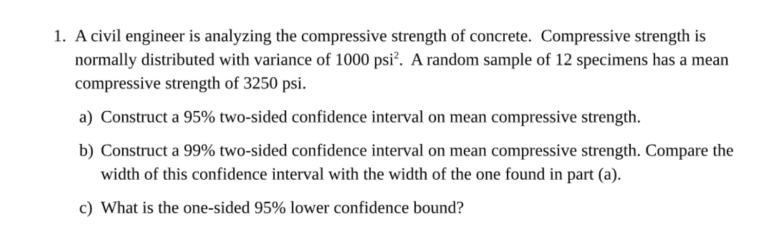 Solved A civil engineer is analyzing the compressive | Chegg.com