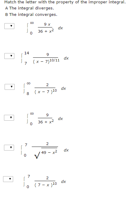 Solved Match the letter with the property of the improper | Chegg.com