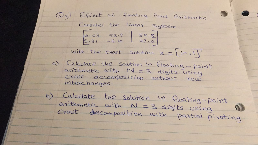 Solved Os Esect ap Sleating Point Arithmetic Consides the | Chegg.com