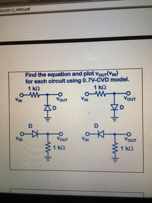 Solved Find the equation and plot V_OUT (V_IN) for each | Chegg.com