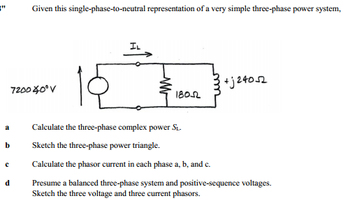Solved Given this single-phase-to-neutral representation of | Chegg.com