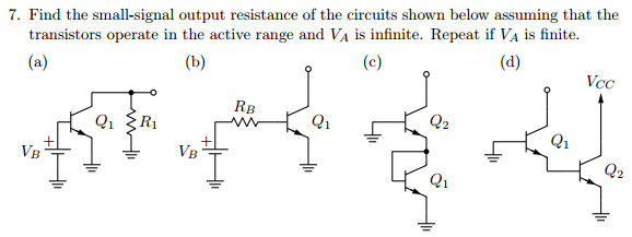 Solved Find the small-signal output resistance of the | Chegg.com