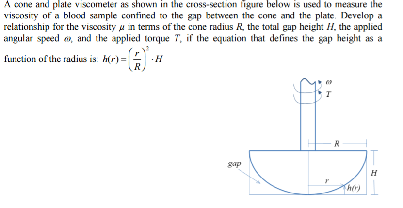 Solved A cone and plate viscometer as shown in the | Chegg.com