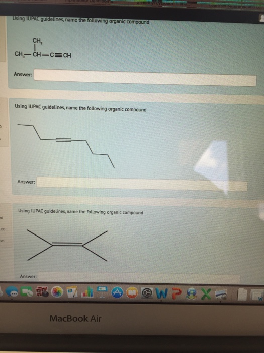 Solved Connor Ma Organic Compounds 1. hexyne 2. hexane | Chegg.com