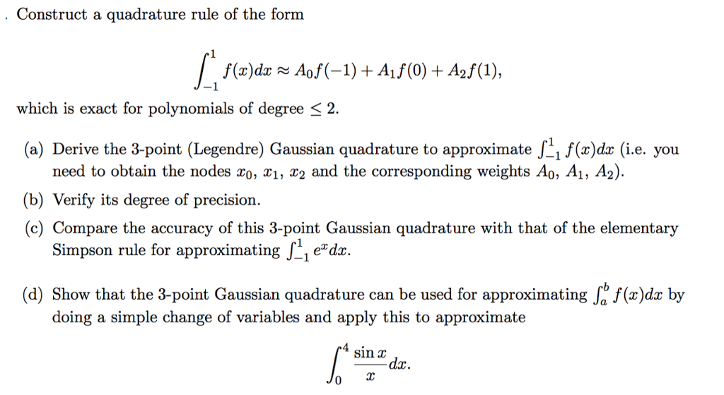 Construct a quadrature rule of the form which is | Chegg.com