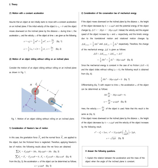Solved in experment of Motion of Objects on an Inclined | Chegg.com