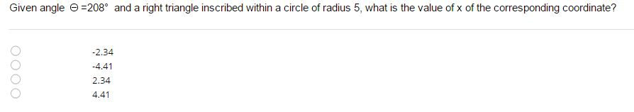 Solved Given angle = 208 degree and a right triangle | Chegg.com