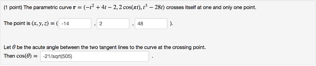 Solved The parametric curve r = (- t^2 + 4t - 2, 2 cos (pi | Chegg.com